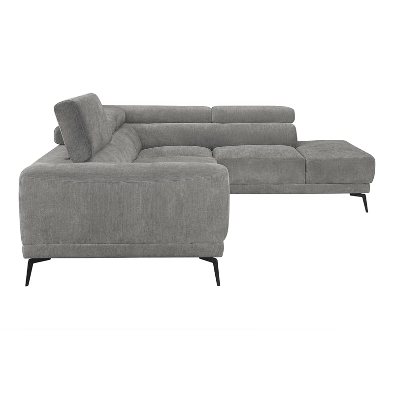 Lexicon Courtney 112" x 91" Fabric Sectional Sofa, Gray