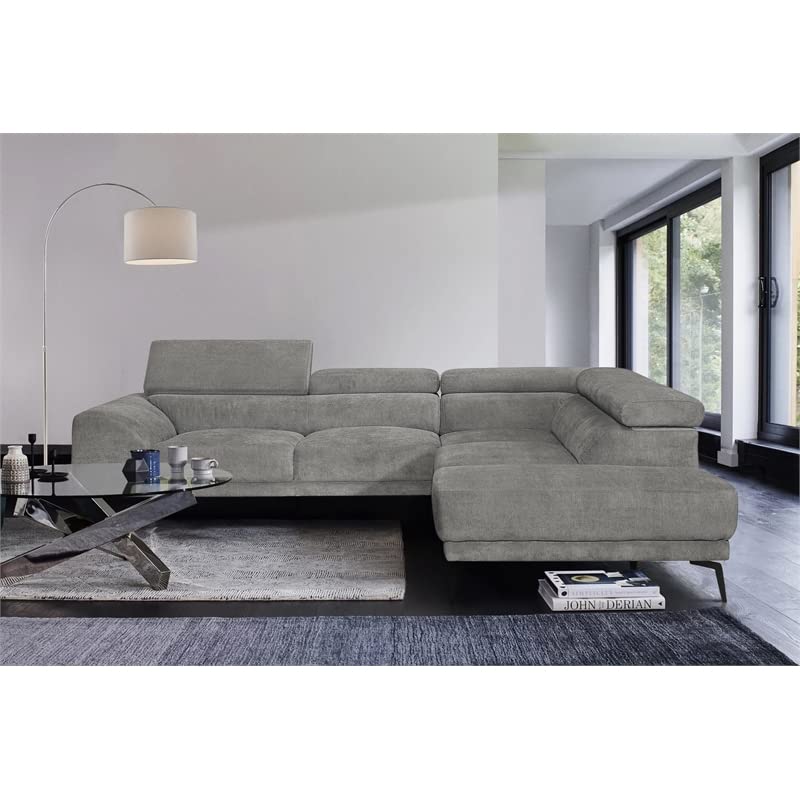 Lexicon Courtney 112" x 91" Fabric Sectional Sofa, Gray