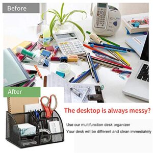 MDHAND Office Desk Organizer and Accessories Desk Drawer Organizer with 6 Compartments, Mesh Pencil Desk Organizer For Home Office