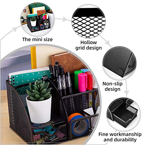 MDHAND Office Desk Organizer and Accessories Desk Drawer Organizer with 6 Compartments, Mesh Pencil Desk Organizer For Home Office