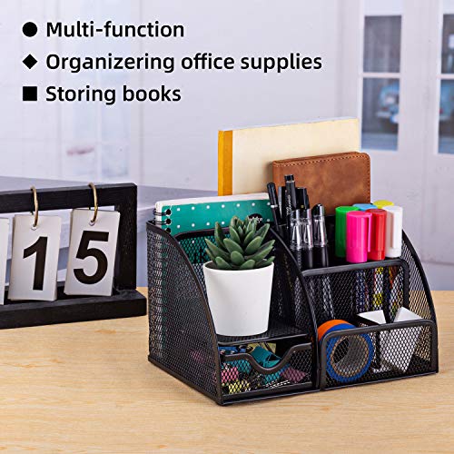 MDHAND Office Desk Organizer and Accessories Desk Drawer Organizer with 6 Compartments, Mesh Pencil Desk Organizer For Home Office