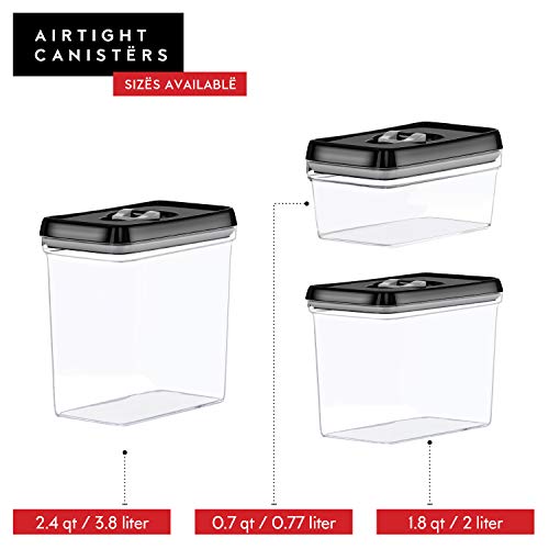 DWËLLZA KITCHEN Large Airtight Food Storage Containers - Bulk Food Pantry & Kitchen Storage Containers for Sugar, Flour and Baking Supplies - 4 PC Set, Clear Plastic BPA-Free, Keeps Fresh & Dry