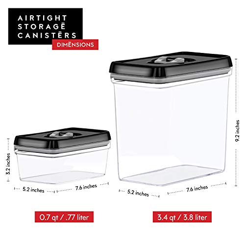 DWËLLZA KITCHEN Large Airtight Food Storage Containers - Bulk Food Pantry & Kitchen Storage Containers for Sugar, Flour and Baking Supplies - 4 PC Set, Clear Plastic BPA-Free, Keeps Fresh & Dry