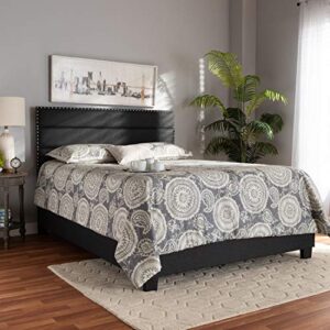 baxton studio ansa modern and contemporary dark grey fabric upholstered queen size bed