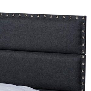 Baxton Studio Ansa Modern and Contemporary Dark Grey Fabric Upholstered Queen Size Bed