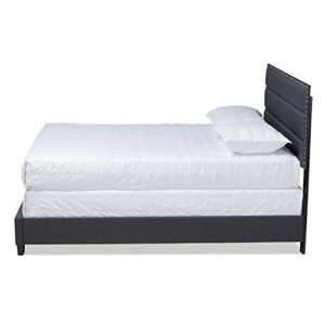 Baxton Studio Ansa Modern and Contemporary Dark Grey Fabric Upholstered Queen Size Bed