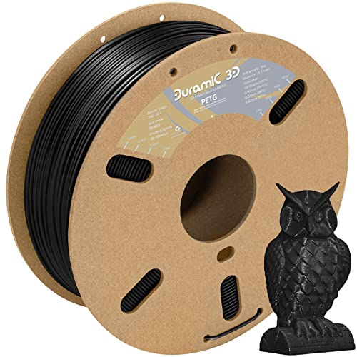 DURAMIC 3D PETG Filament 1.75mm Black, 3D Printing Filament 1kg Spool(2.2lbs), Black Filament 1.75mm Dimensional Accuracy +/- 0.05 mm Non-Tangling Non-Clogging Non-Stringing