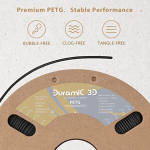 DURAMIC 3D PETG Filament 1.75mm Black, 3D Printing Filament 1kg Spool(2.2lbs), Black Filament 1.75mm Dimensional Accuracy +/- 0.05 mm Non-Tangling Non-Clogging Non-Stringing