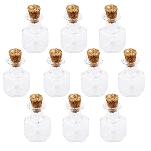 10 Pieces Mini Glass Bottle Cute Jars Vials with cork Wish Bottle glass vial pendant (Square)