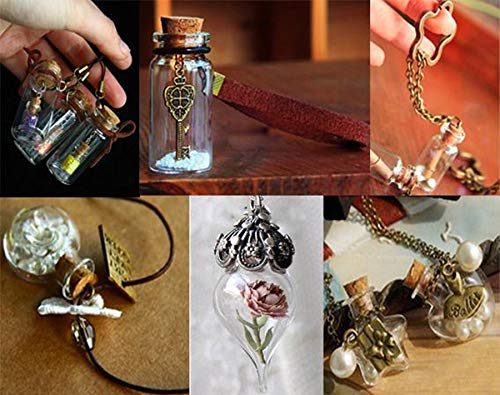 10 Pieces Mini Glass Bottle Cute Jars Vials with cork Wish Bottle glass vial pendant (Square)