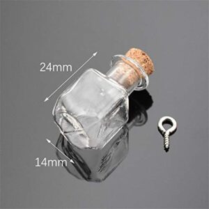 10 Pieces Mini Glass Bottle Cute Jars Vials with cork Wish Bottle glass vial pendant (Square)