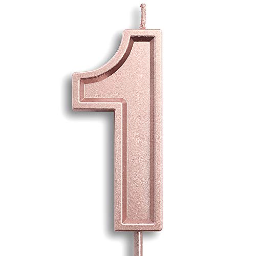 Dollet 3.93” Large Rose Gold Birthday Candle Number 1 Cake Candle Topper for Kid’s/Adult’s Birthday Party