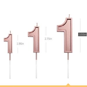 Dollet 3.93” Large Rose Gold Birthday Candle Number 1 Cake Candle Topper for Kid’s/Adult’s Birthday Party