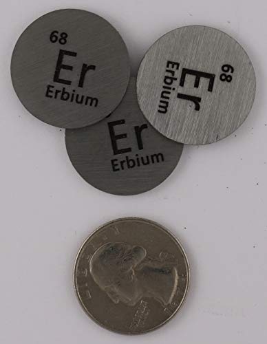 Erbium (Er) 24.26mm Metal Disc 99.9% Pure for Collection or Experiments