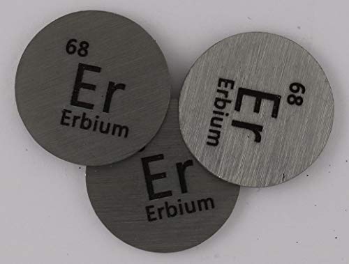 Erbium (Er) 24.26mm Metal Disc 99.9% Pure for Collection or Experiments