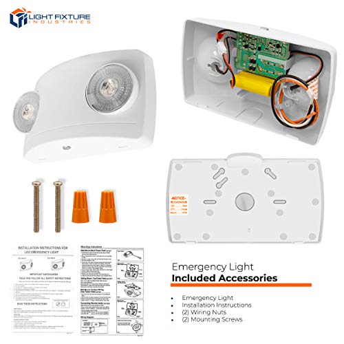 LFI Lights | Super Compact Emergency Light | White Housing | Two LED Adjustable Round Heads | Hardwired with Battery Backup | UL Listed | (2 Pack) | EL-C2