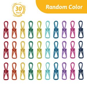 Zalmoxe 30 Pack Multi-Purpose Clothesline Utility Clips, Steel Wire Clips, Clothes Pins Metal Clips for Hanging Random Colors