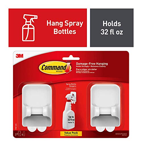 Command Spray Bottle Hangers, White/Gray, 2