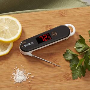 InstaTrack Folding Digital Instant Read Meat Food Grill BBQ Kitchen Cooking Thermometer with Folding Probe, White