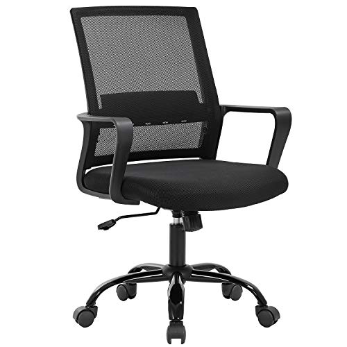 Home Office Chair Ergonomic Desk Chair Swivel Rolling Computer Chair Executive Lumbar Support Task Mesh Chair Adjustable Stool for Women Men (Black)