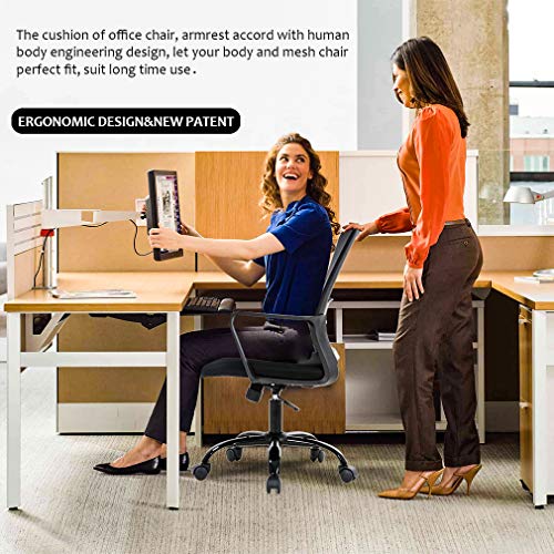 Home Office Chair Ergonomic Desk Chair Swivel Rolling Computer Chair Executive Lumbar Support Task Mesh Chair Adjustable Stool for Women Men (Black)