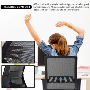 Home Office Chair Ergonomic Desk Chair Swivel Rolling Computer Chair Executive Lumbar Support Task Mesh Chair Adjustable Stool for Women Men (Black)