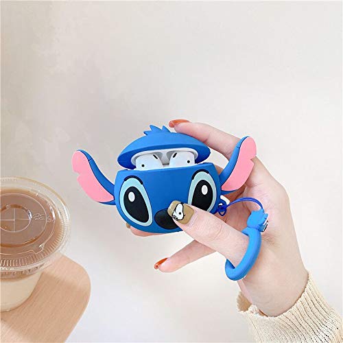 Mtoye Airpods Silicone Case Cool Cover Compatible for Apple Airpods 1&2 [Cartoon Series][Designed for Kids Girl and Boys][Big Ear] (Blue)