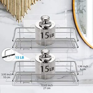 Nieifi Shower Caddy Shelf Storage Rack Adhesive Without Drilling Stainless Steel with Hooks for Washroom, Lavatory, Restroom, Toilet, Bathroom, Kitchen - 2 Pack