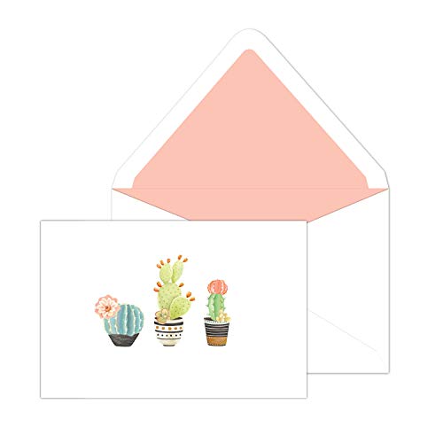 Southworth Notecard Set with Lined Envelopes, 4” x 6”, Pineapple and Cacti 2-Card Assortment, 24 Count (91664)