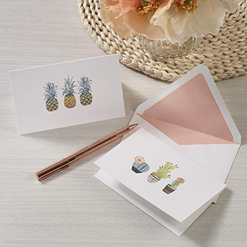 Southworth Notecard Set with Lined Envelopes, 4” x 6”, Pineapple and Cacti 2-Card Assortment, 24 Count (91664)