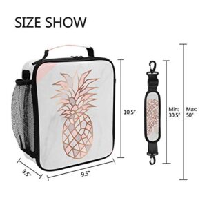 Marble Pineapple Lunch Boxes for Girls, Insulated Lunch Bag Kids Cooler Freezable Shoulder Strap for School Office