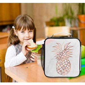 Marble Pineapple Lunch Boxes for Girls, Insulated Lunch Bag Kids Cooler Freezable Shoulder Strap for School Office