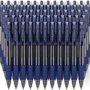 ARTEZA Gel Pens, Pack of 50 Blue Roller Ball Pens, Quick-Drying Ink, 0.7mm Medium Point, Office Supplies for Writing, Taking Notes, and Sketching