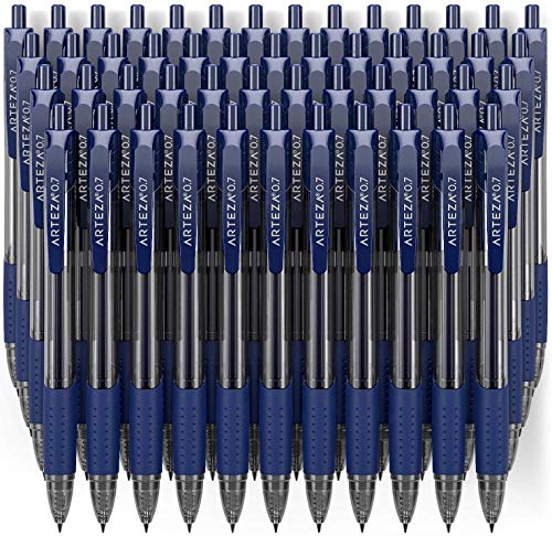 ARTEZA Gel Pens, Pack of 50 Blue Roller Ball Pens, Quick-Drying Ink, 0.7mm Medium Point, Office Supplies for Writing, Taking Notes, and Sketching