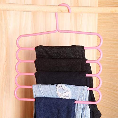 Color Five-Layer Pants Rack Multi-Function Wardrobe Hanging Pants Hanger Scarf Scarf Tie Rack Blue