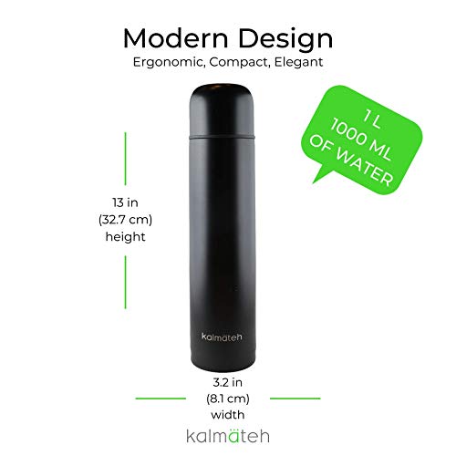 Kalmateh Modern & Elegant Yerba Mate Thermos- Double Walled, Stainless Steel (Wood, 1000ml)