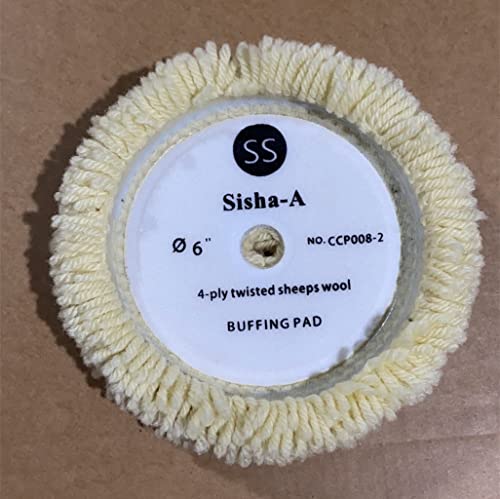 Sisha-A Wool Polishing Pads, 2 Pack 6" Buffing Pads with Hook and Loop Back for Compound, Cutting & Polishing, 100% Natural Wool, Thick and Aggressive