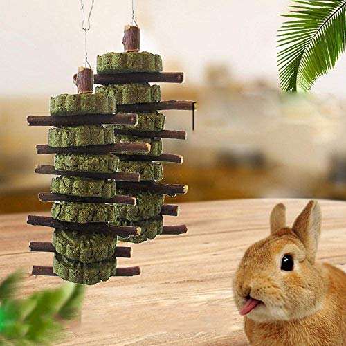 Rabbit Hamster Chew,lEIsr00y Rabbit Bunny Hamster Teeth Health Apple Wood Stick Grass Hay Cake Heart Chew Toy - Wood Color