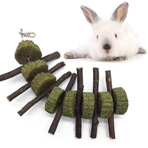 Rabbit Hamster Chew,lEIsr00y Rabbit Bunny Hamster Teeth Health Apple Wood Stick Grass Hay Cake Heart Chew Toy - Wood Color