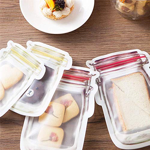 20Pcs Reusable Mason Jar Bottles Bags Nuts Candy Cookies Bag Seal Fresh Food Storage Bag Snacks Zipper Sealed Kitchen Organizer (20)