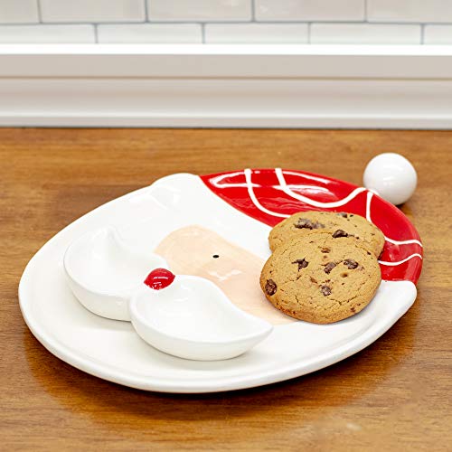 Transpac Christmas Santa Chip & Dip Dolomite Platter Set Standard