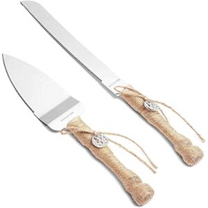 rustic wedding cake knife and server set (2 pieces)