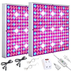 skylaxy led grow light, plant grow lights for indoor plants full spectrum 75w panel growing lamp with timer for seedling veg and flower (2 pack)