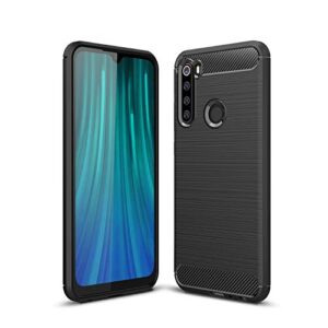 cruzerlite xiaomi redmi note 8 case, carbon fiber texture design & leather texture design back cover anti-scratch shock absorption case for xiaomi redmi note 8 (black)