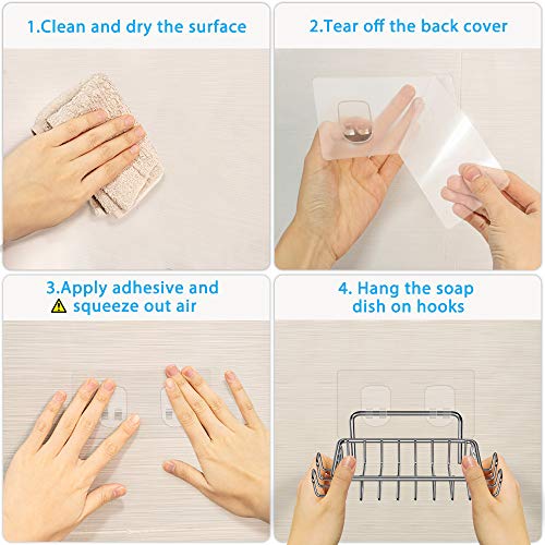 Nieifi Shower Caddy Basket with Hooks Soap Dish Holder Shelf for Shampoo Conditioner Bathroom Kitchen Storage Organizer SUS304 Stainless Steel Adhesive No Drilling - 3 Pack