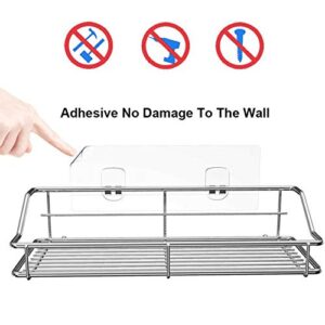 Nieifi Shower Caddy Basket with Hooks Soap Dish Holder Shelf for Shampoo Conditioner Bathroom Kitchen Storage Organizer SUS304 Stainless Steel Adhesive No Drilling - 3 Pack