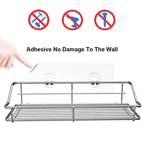 Nieifi Shower Caddy Basket with Hooks Soap Dish Holder Shelf for Shampoo Conditioner Bathroom Kitchen Storage Organizer SUS304 Stainless Steel Adhesive No Drilling - 3 Pack