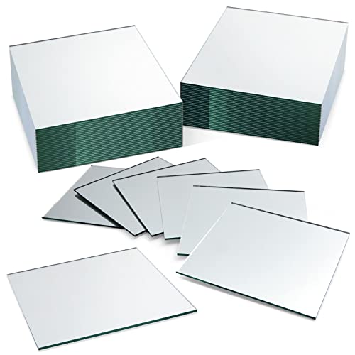 Bright Creations 50 Pack Square Glass Mirror Tiles, 4 Inch Panels for Crafts, Centerpieces, DIY Home Decor