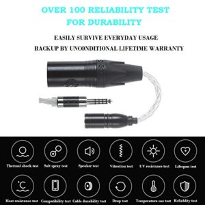 4-pin XLR Male Balanced to 4.4mm Female 8 Wire 152 Core Adapter for Sony PHA-2A,WM1A/1Z,iBasso,Fiio,HiFiman,NW-ZX300A,XBA-Z5,N1AP,Astell&Kern Layla Rosie,Roxanne II AK T8iE MKII Jack Connector