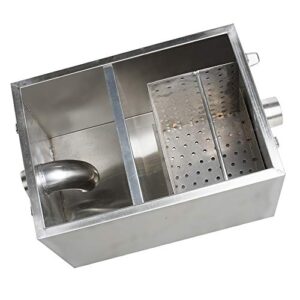 Funwill Commercial Grease Trap, Stainless Steel Grease Trap Interceptor Set with Removable Baffles for Restaurant Kitchen Wastewater - Shipping from USA